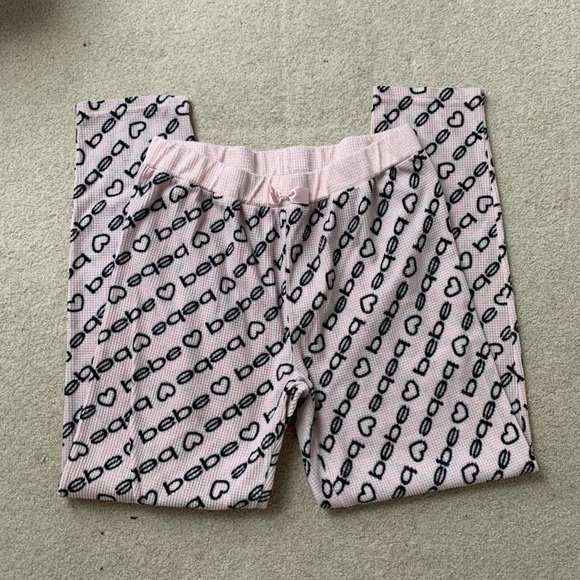 bebe | Intimates & Sleepwear | Light Pink Black Bebe Pajama Pants W The ...